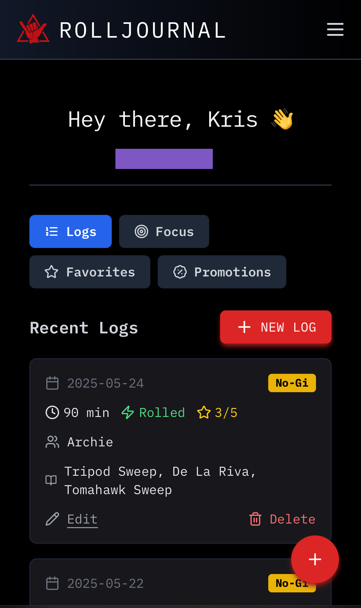 Roll Journal | Track Your BJJ Training and Progress